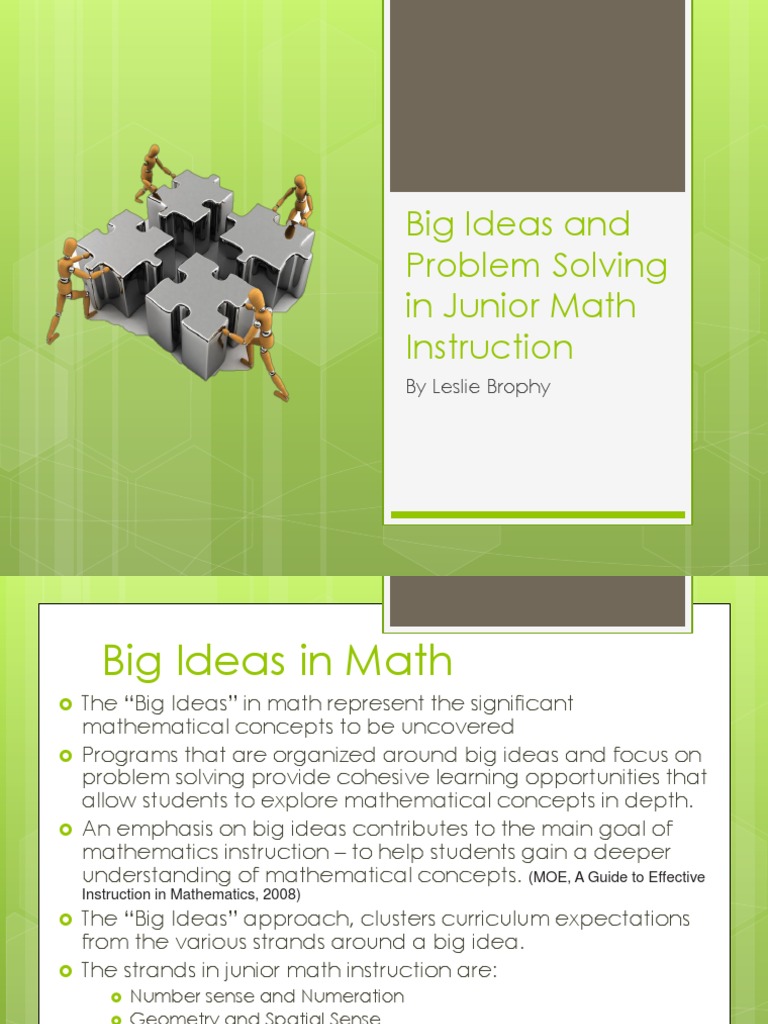 Big Ideas and Problem Solving in Junior Math | PDF | Teaching ...