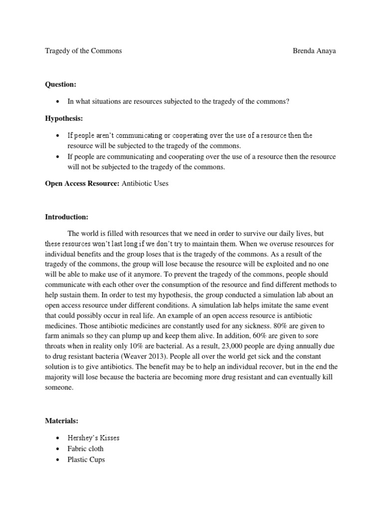 Tragedy of The Commons Lab Report | PDF | Antibiotics | Pharmaceutical Drug