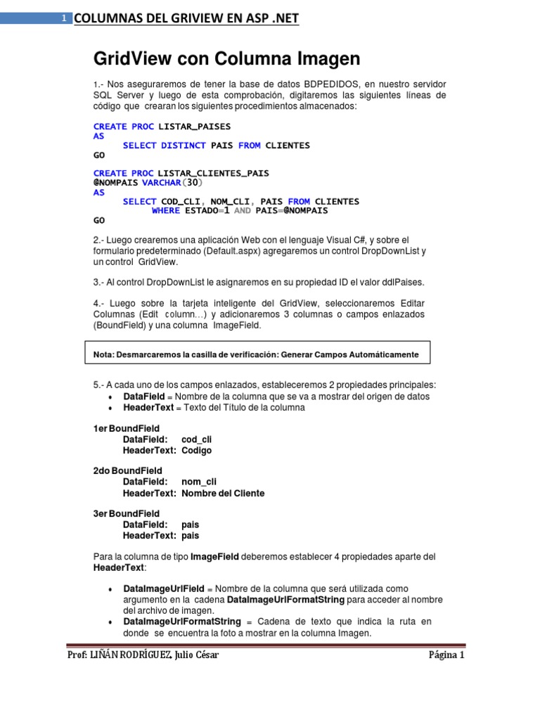 GridView Con Columnas Imagen y Plantilla-OK | PDF | Servidor SQL de Microsoft | Archivo de ...