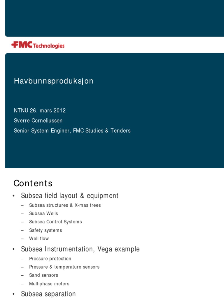FMC Presentation | PDF | Subsea (Technology) | Petroleum Reservoir