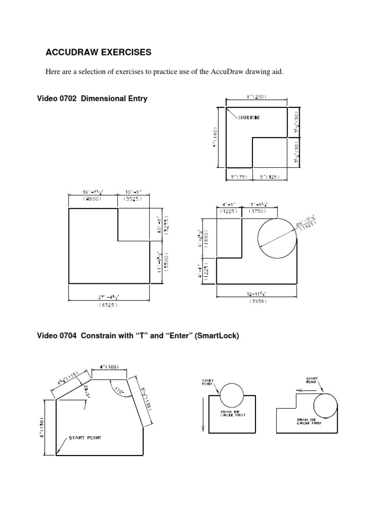 AccuDraw Practice Exercises Guide | PDF | Computers | Technology ...