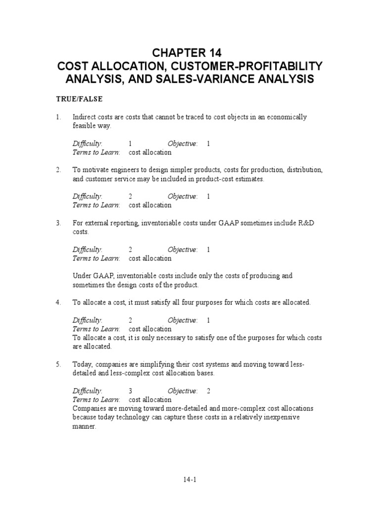 Cost Allocation and Profitability Analysis | PDF | Profit (Accounting ...