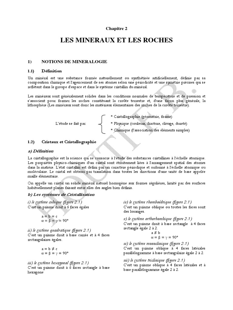 Minéraux et Roches : Concepts Clés | PDF | Gypse | Roche sédimentaire