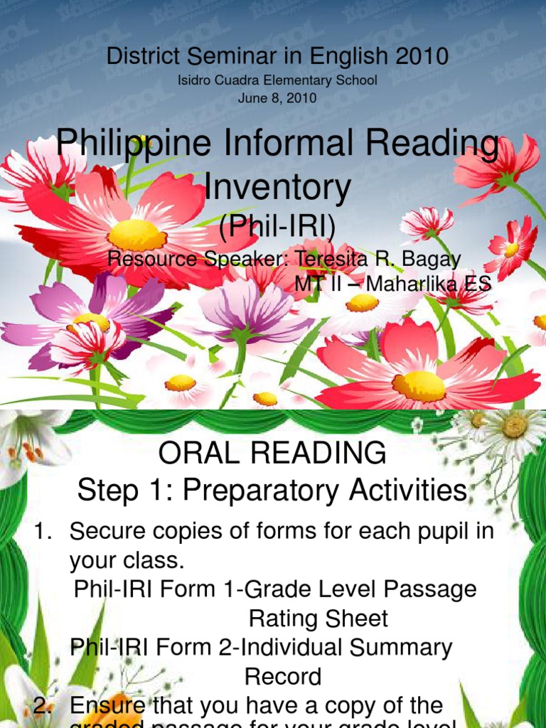 Philippine Informal Reading Inventory | PDF | Reading Comprehension ...
