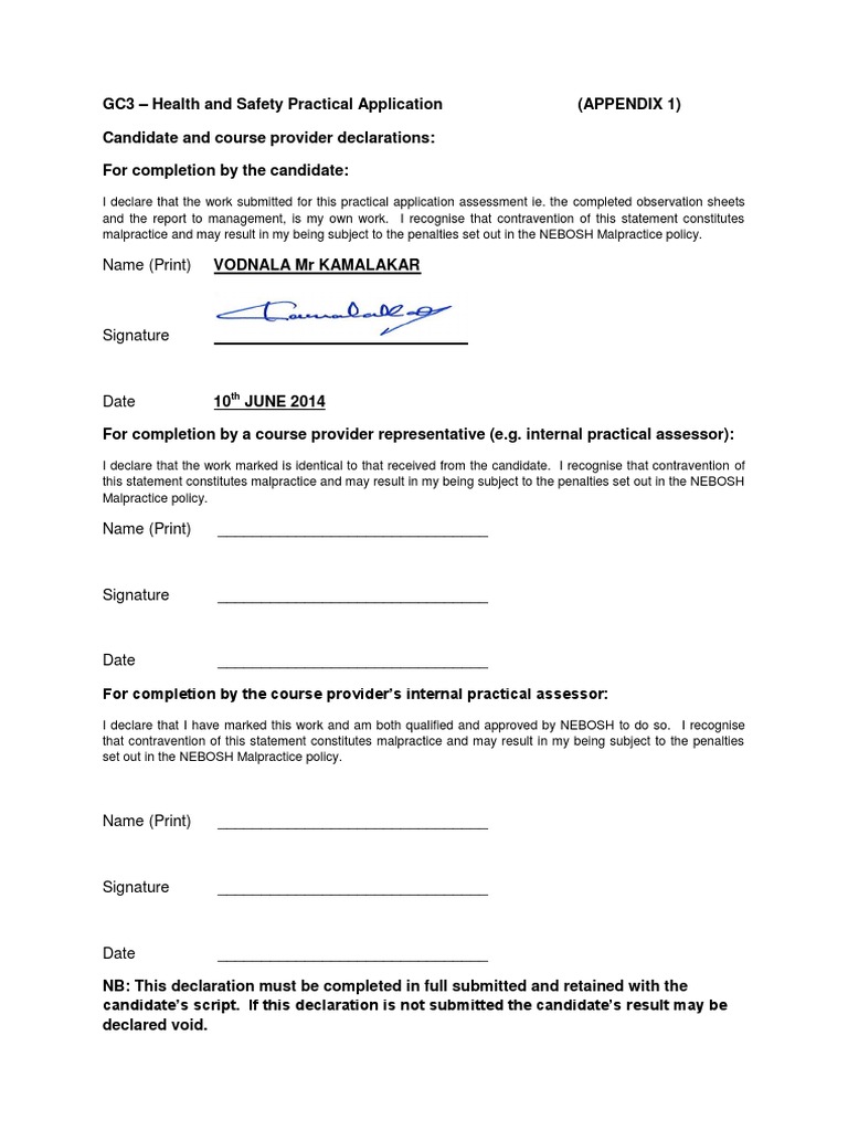 NEBOSH GC 3 Report Format | PDF | Safety | Government