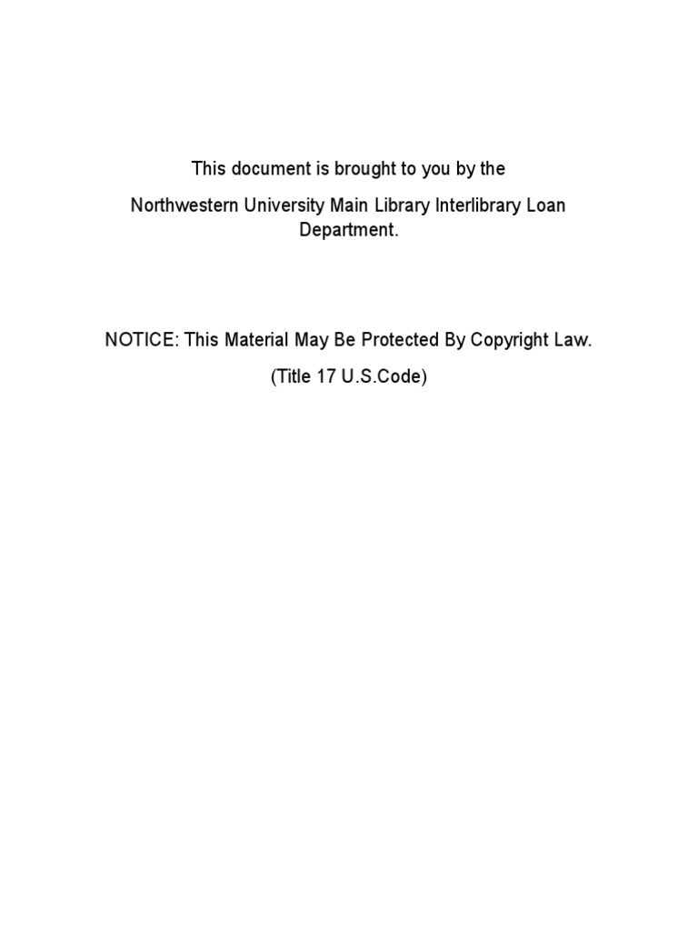 This Document Is Brought To You by The Northwestern University Main ...
