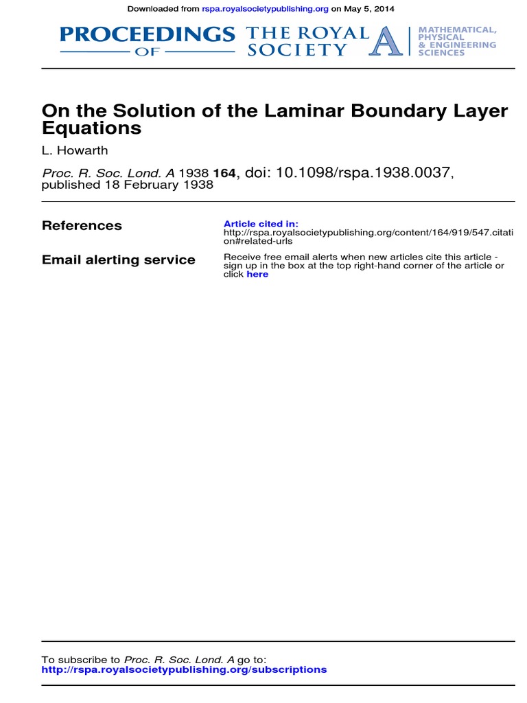 Proc. R. Soc. Lond. A 1938 Howarth 547 79 | PDF | Mechanics | Equations