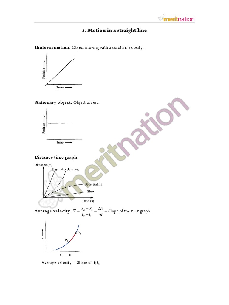 Motion in A Straight Line | PDF | Teaching Methods & Materials