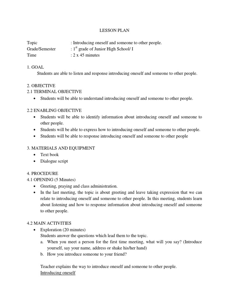 Lesson Plan Listening | PDF | Sharing | Lesson Plan