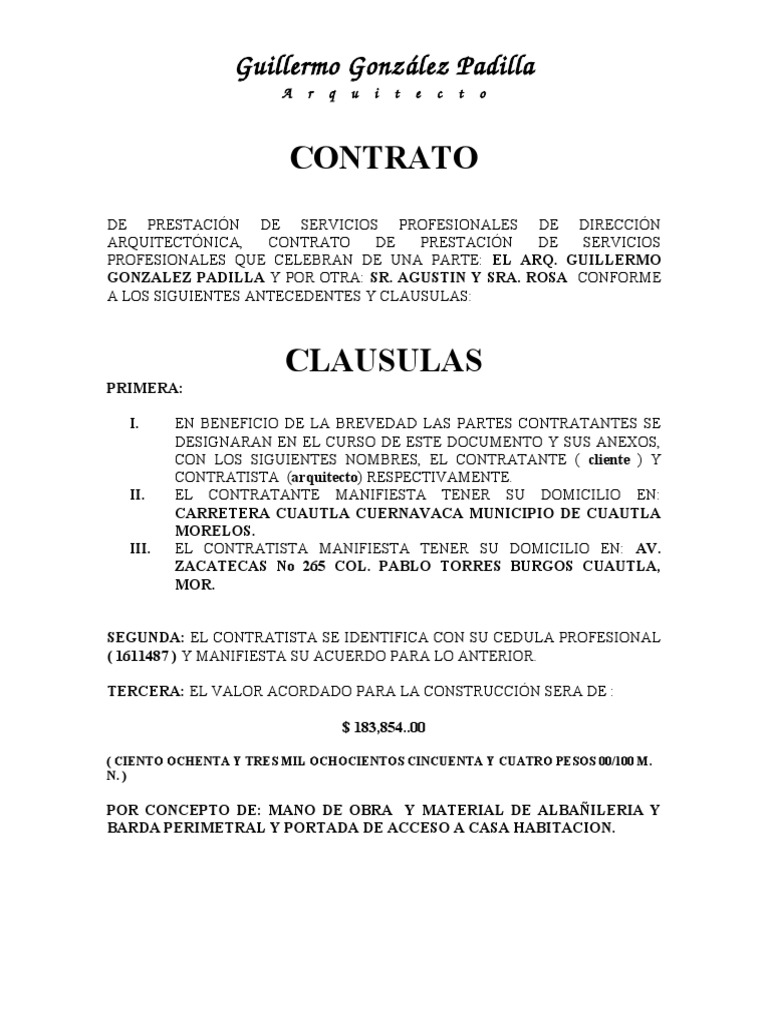 Contrato Machote | PDF