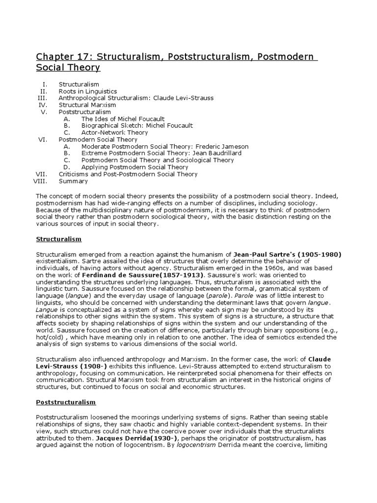 Strukturalisme, Poststrukturalisme Og Postmoderne Teori (Ritzer) | PDF | Social Theory | Neo Marxism