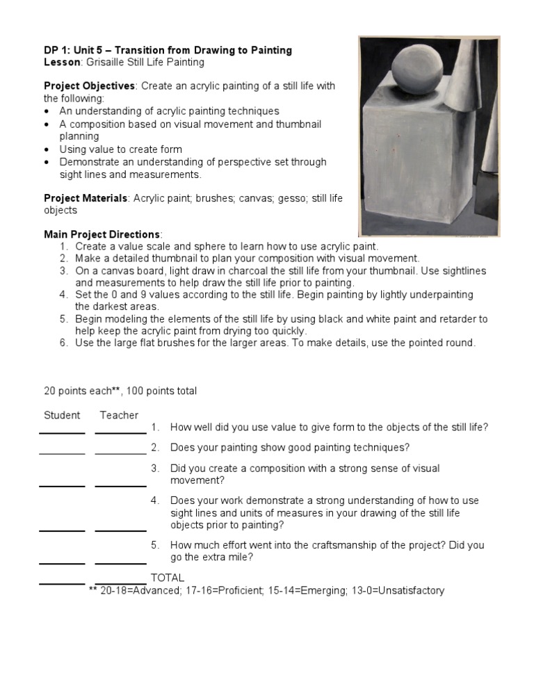 Rubric LP Still Life Painting | PDF