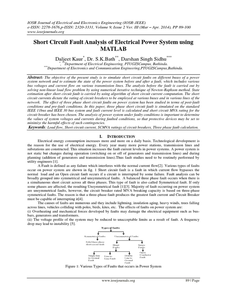 Short Circuit Fault Analysis in Power Systems | PDF | Electric Power ...