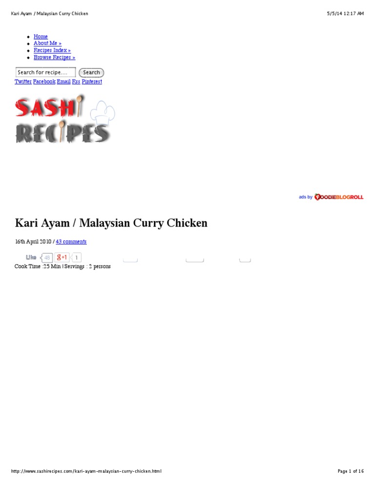 Kari Ayam: Malaysian Curry Chicken | PDF | Curry | Desi Cuisine