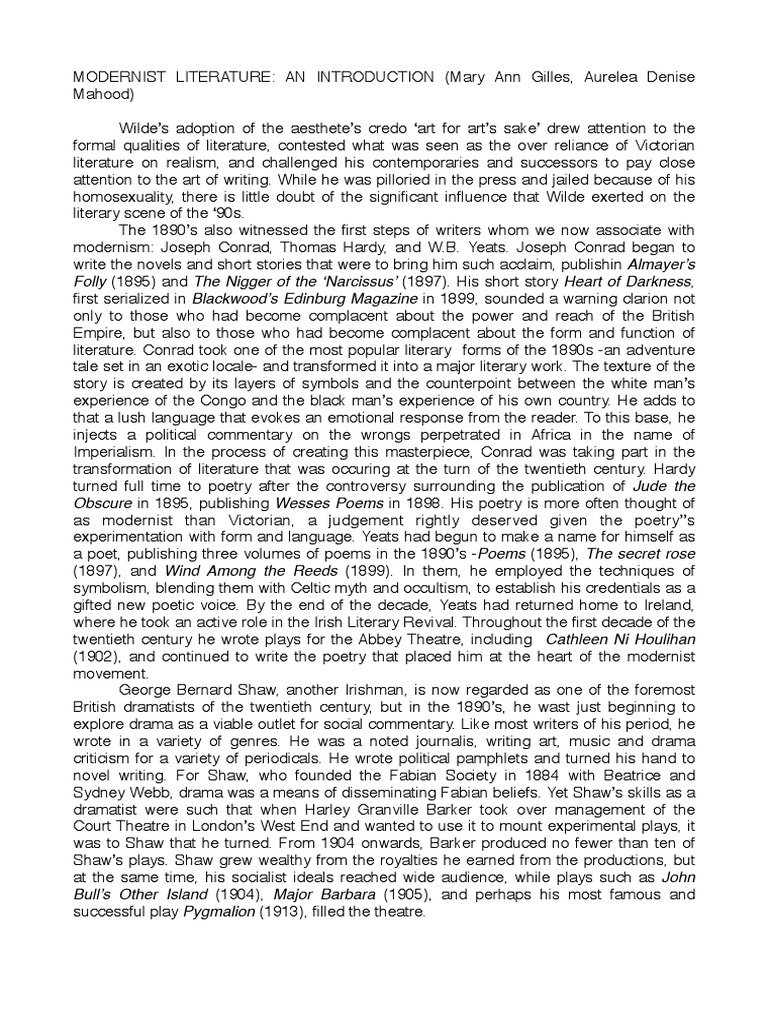 An Introduction To Modernist Period PDF | PDF | Modernism | Literary ...