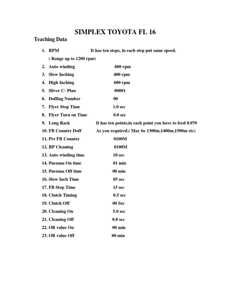 Simplex Toyota FL 16 | PDF