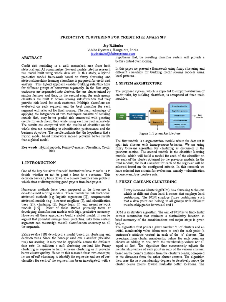 Predicting Credit Risk Through Segment Specific Modeling Using Fuzzy Clustering And Multiple