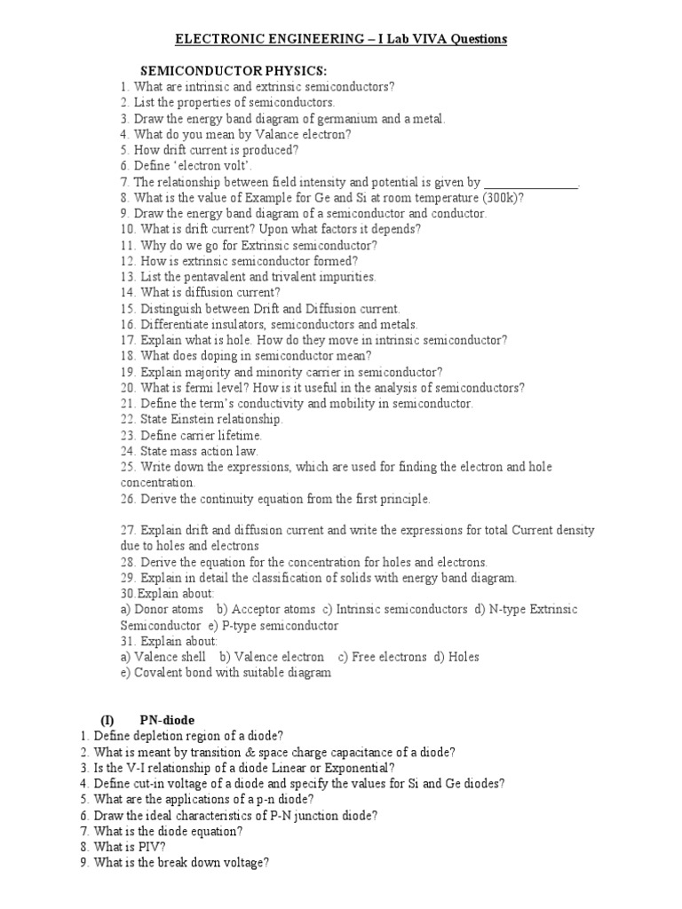 VIVA-questions Semi Conductor | PDF | Amplifier | Semiconductors