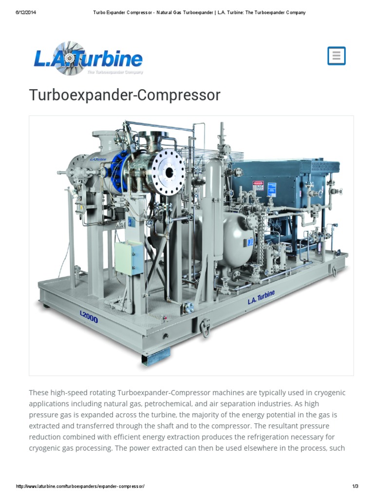 Turbo Expander Compressor - Natural Gas Turboexpander _ L.A