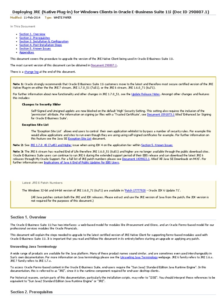 Deploying JRE (Native Plug-In) For Windows Clients in Oracle E-Business ...