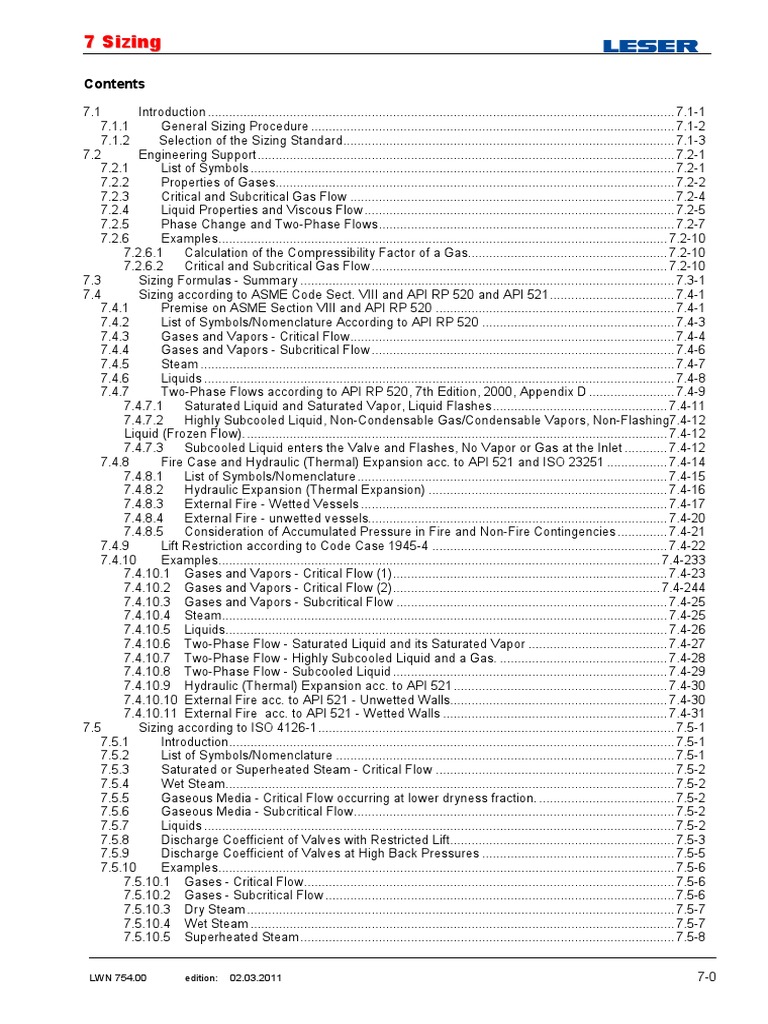 Leser PSV Sizing | PDF