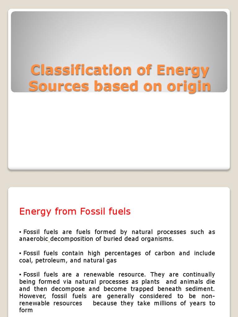 Classification of Energy Sources Based On Origin | PDF | Solar Energy ...