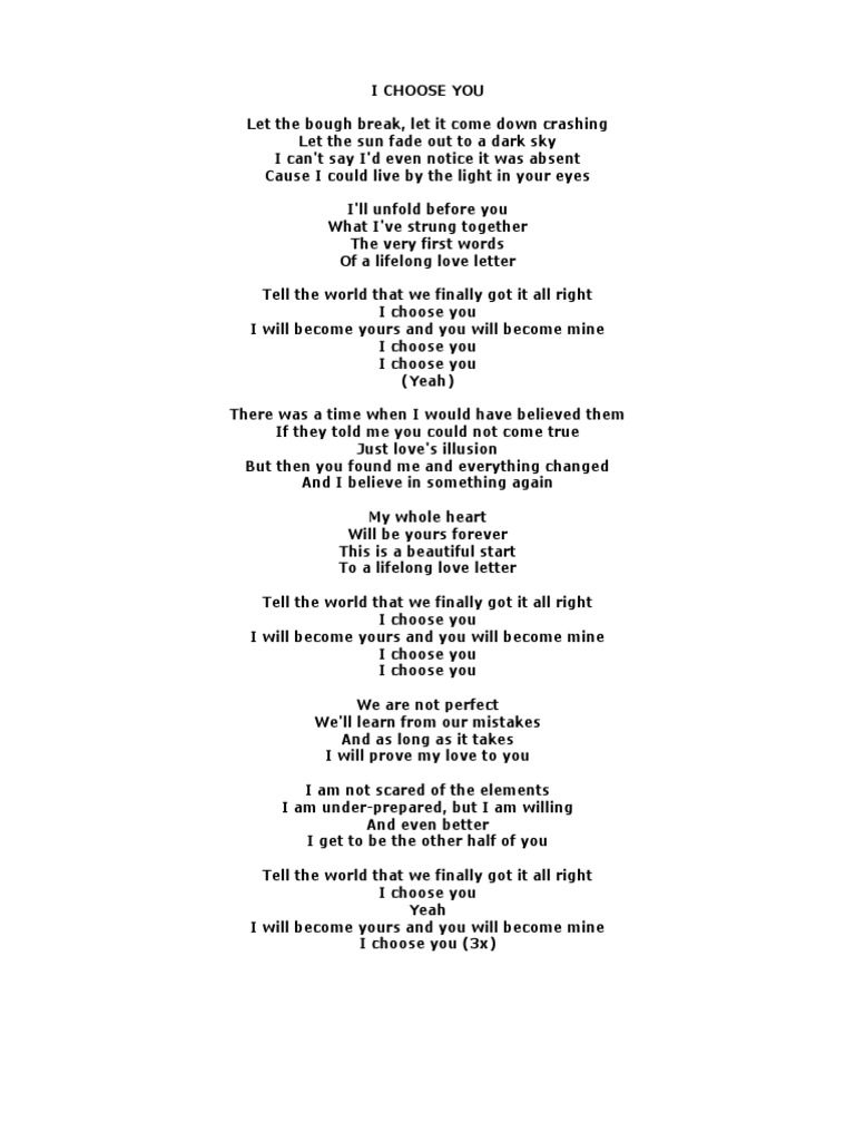 I Choose You (Lyrics) | PDF