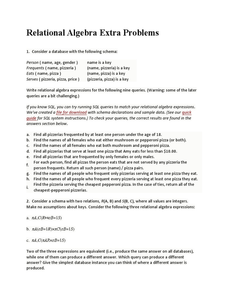 Extra Problems | PDF | Relational Database | Sql