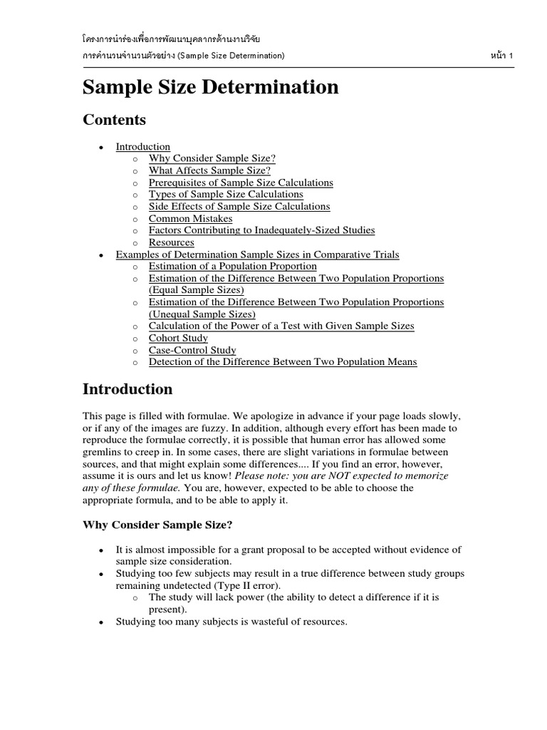 6 Sample Size | PDF | Sample Size Determination | Statistical ...