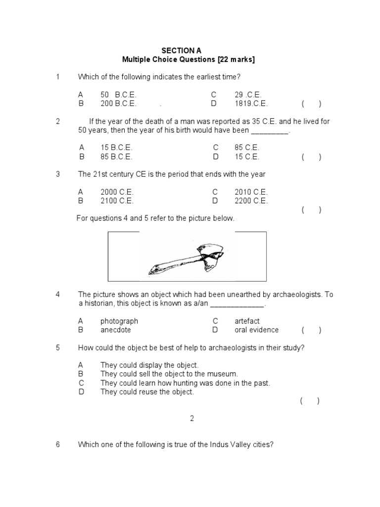Sec 1 History MCQ