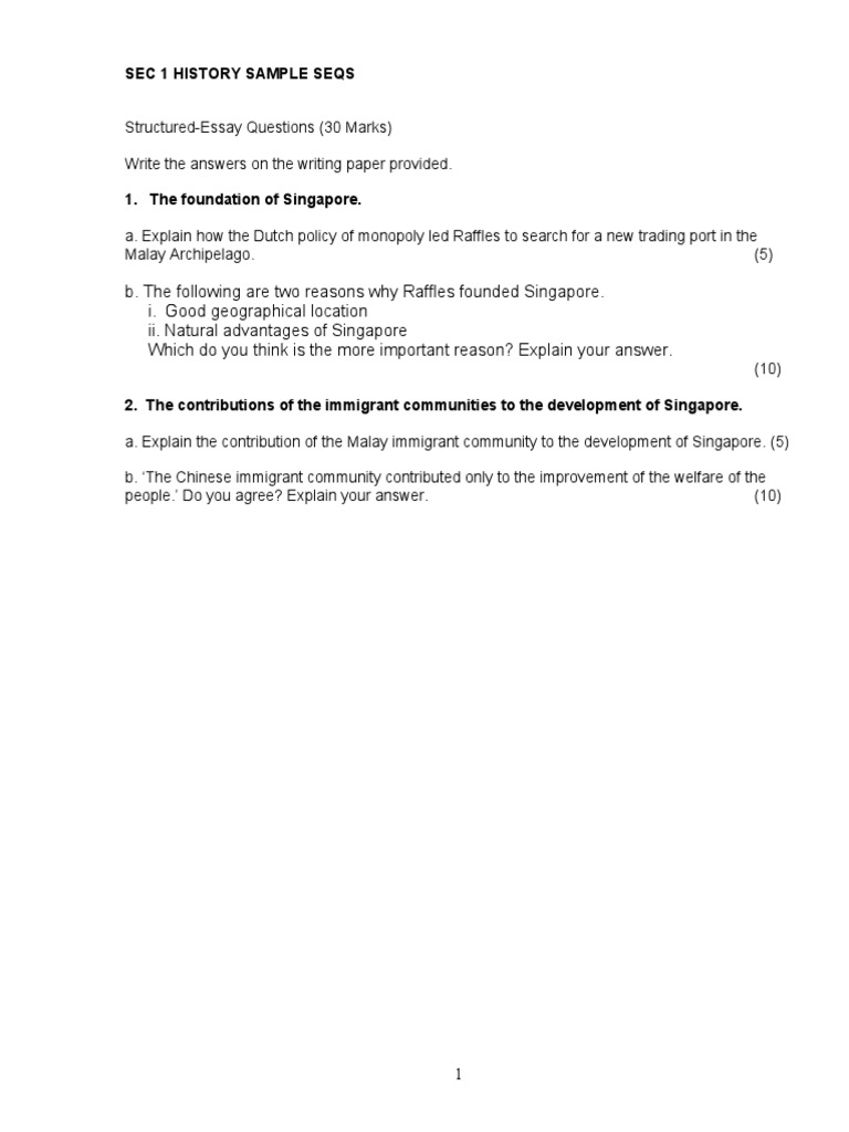 Sec 1 History SEQ - 2 | PDF