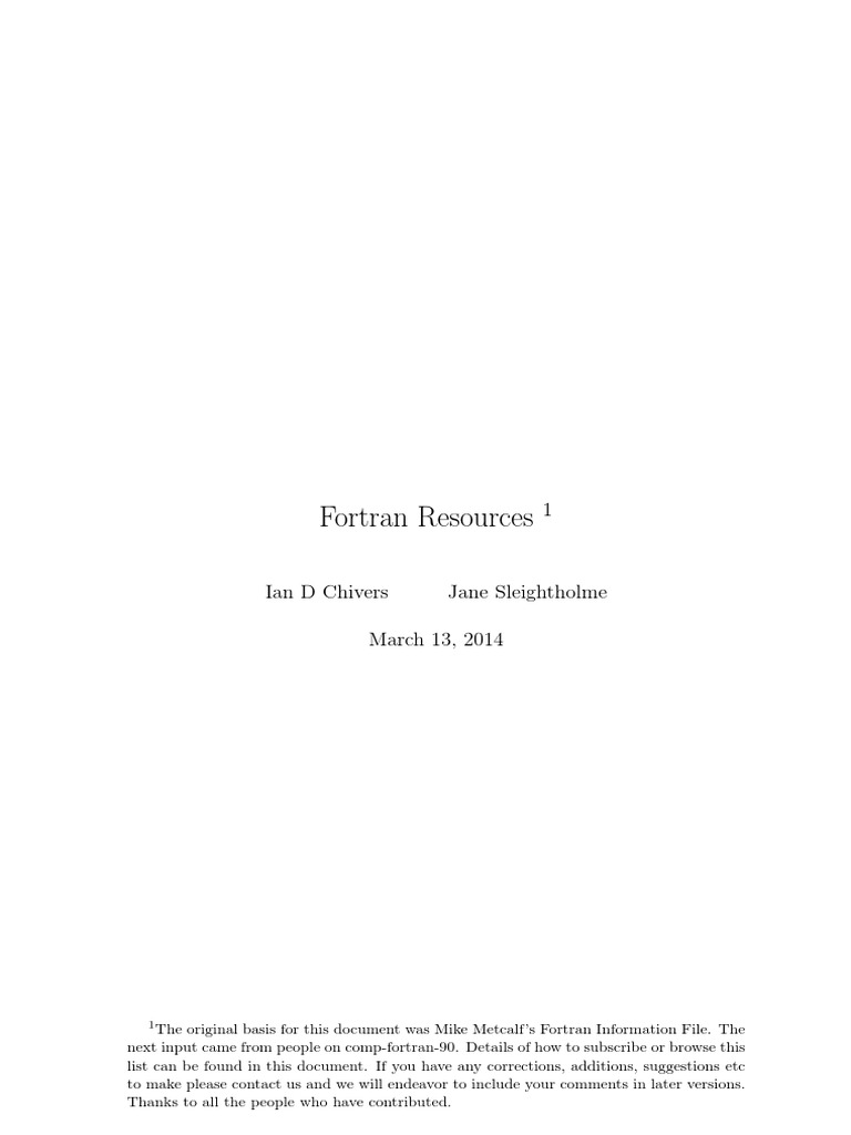 Fortran Resources | PDF | Computer Programming Tools | Computer Engineering