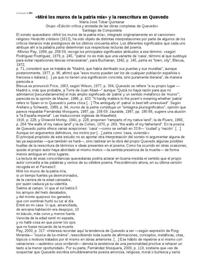 Miré Los Muros de La Patria Mía -ANÁLISIS 1- OrALES | PDF | Poesía ...
