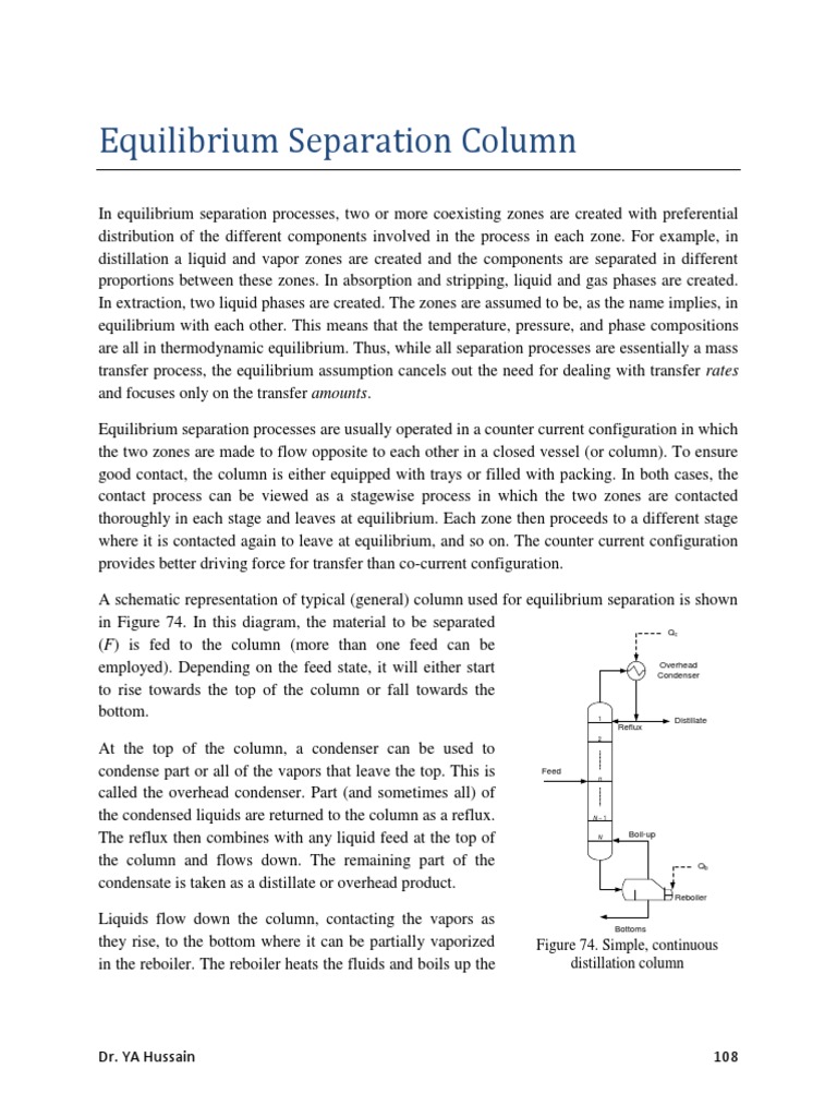 Equilibrium Separation Columns | Distillation | Materials Science