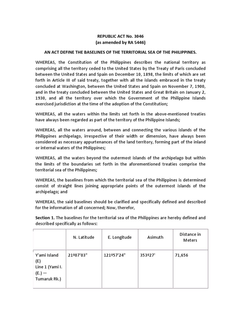 RA 3046, As Amended by RA 5446 | International Law | Justice