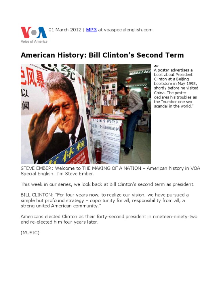 Bill Clinton's Second Term | PDF | Bob Dole | Bill Clinton