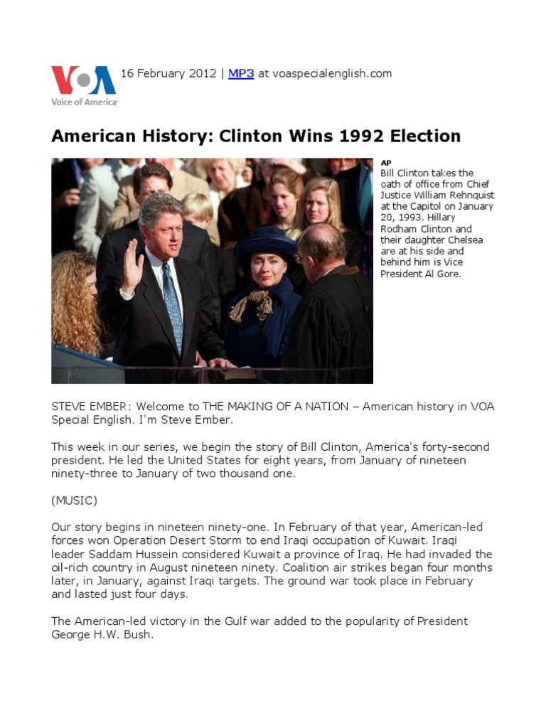 Clinton Wins 1992 Election | PDF | Bill Clinton | American Government
