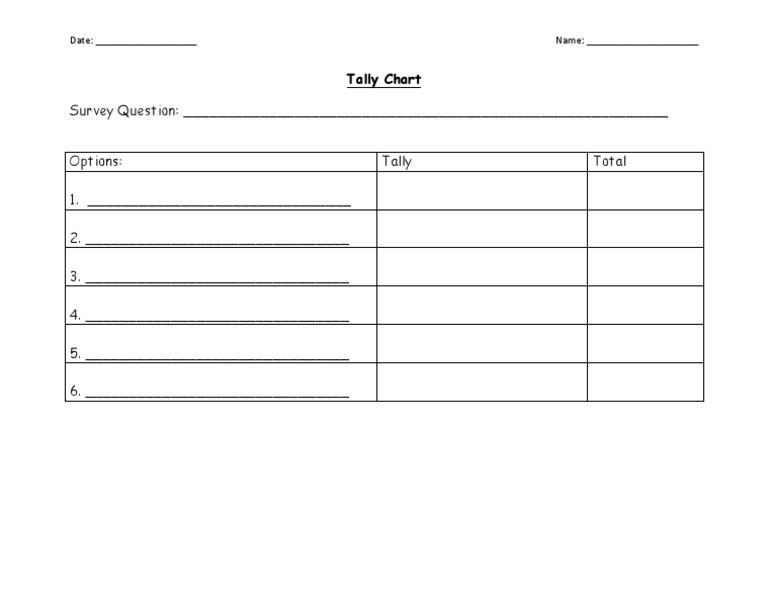 Tally Chart: Date: - Name | PDF