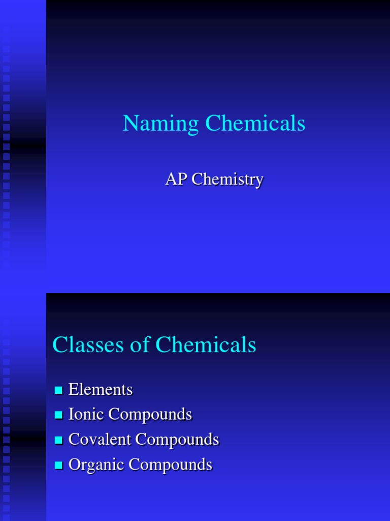 Naming Chemicals: AP Chemistry | PDF | Ion | Chlorine