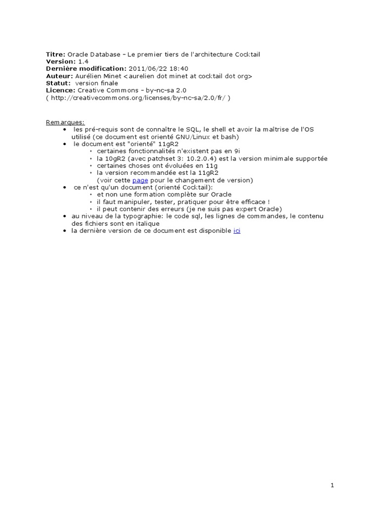 Oracle Database 1 | PDF | Base de données Oracle | Sauvegarde ...