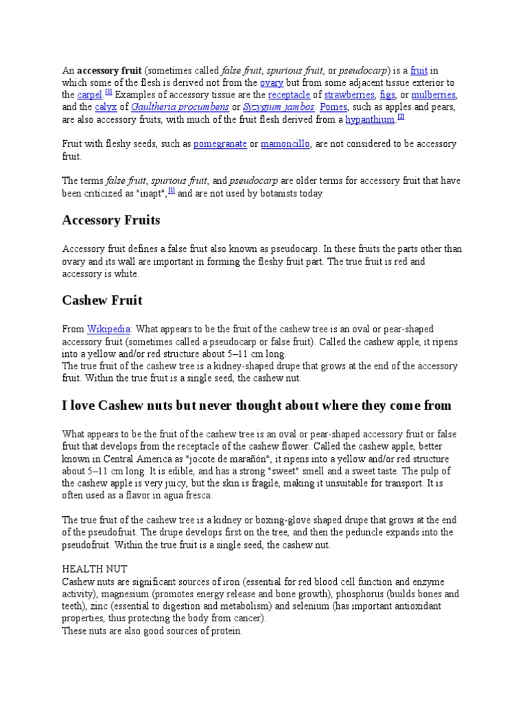 An Accessory Fruit | PDF | Fruit | Plant Reproduction