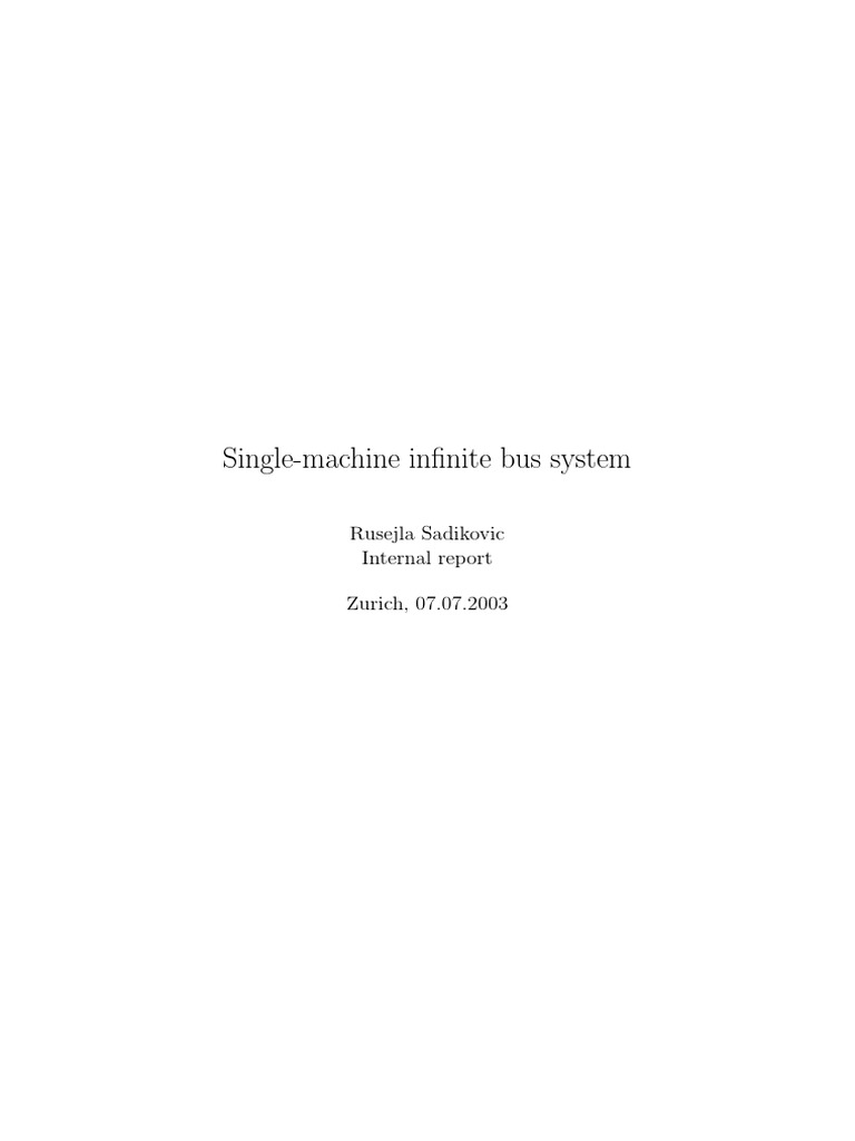 Single-Machine Infinite Bus System | PDF | Teaching Methods & Materials