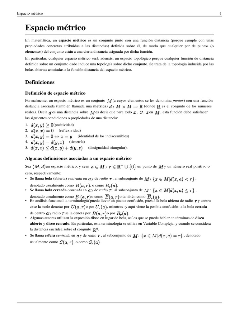Espacio Métrico | PDF | Espacio métrico | Conceptos matemáticos