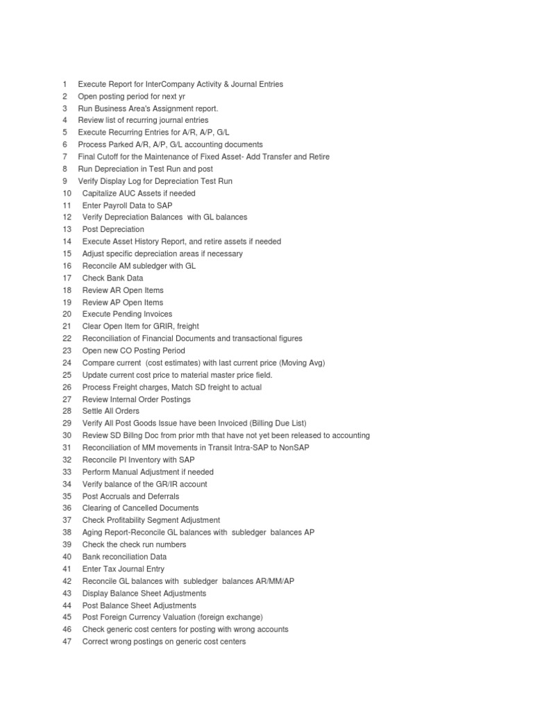Year End Closing Activities For MM, FI, ASSETS and CO | PDF | Invoice ...
