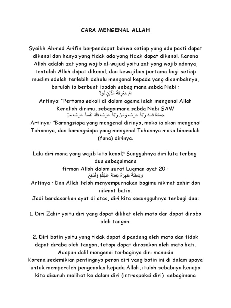 Cara Mengenal Allah | PDF | Agama & Spiritualitas