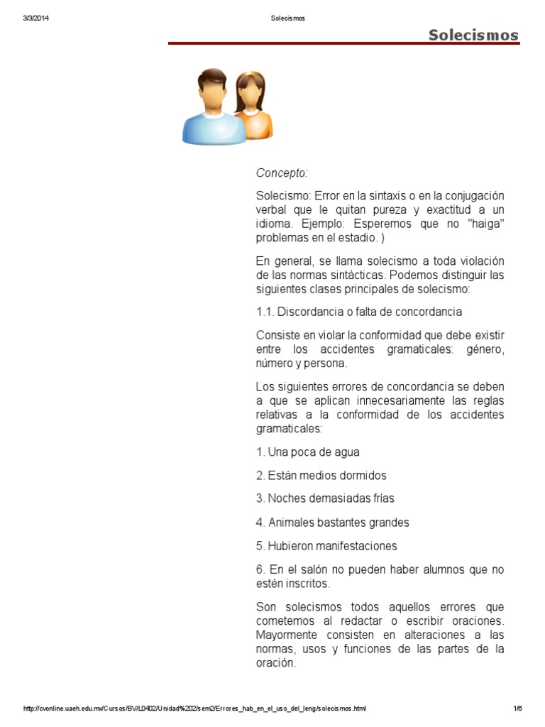 Ejemplos y Concepto de Solecismos | PDF | Oración (Lingüística) | Sintaxis