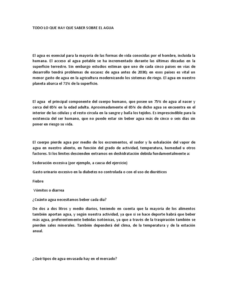 Guía Completa sobre el Agua Potable | PDF | Agua | Salud y bienestar