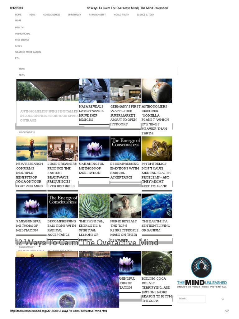 12 Ways To Calm The Overactive Mind - The Mind Unleashed | PDF ...