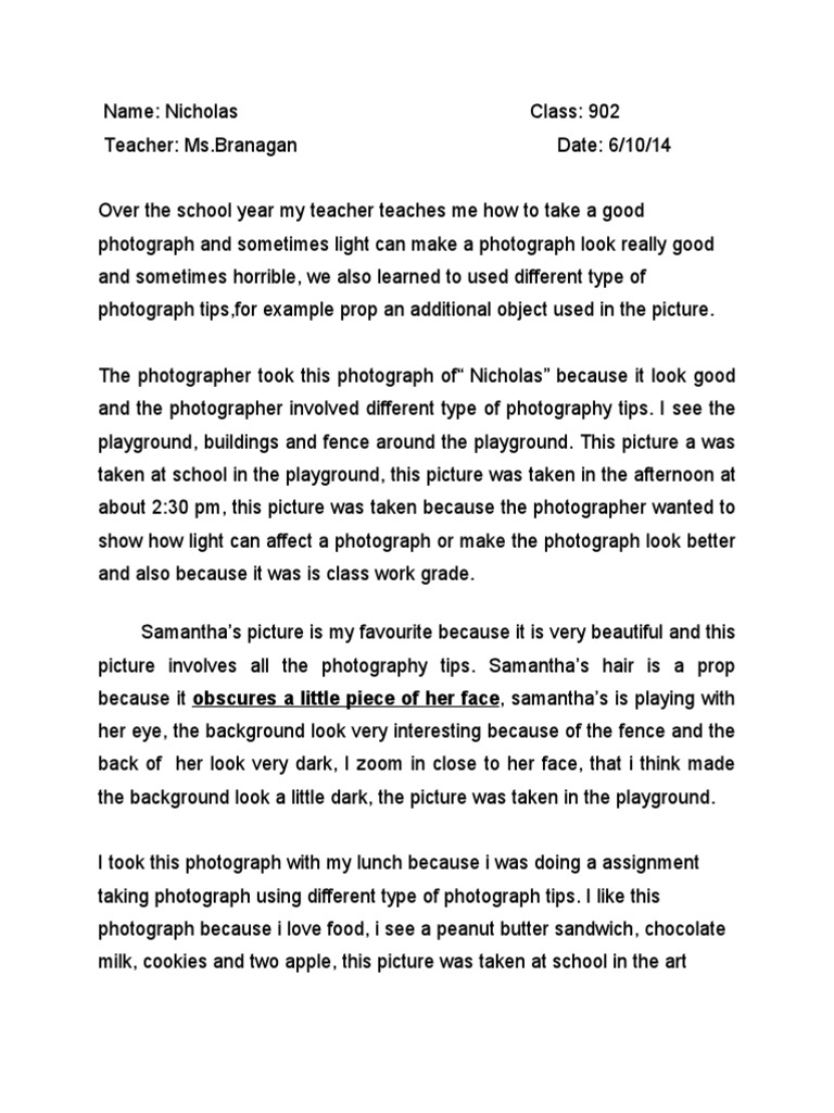 Photography Tips from School Assignments | PDF