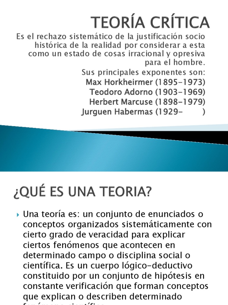 Teoria Critica | PDF | La teoría crítica | Positivismo